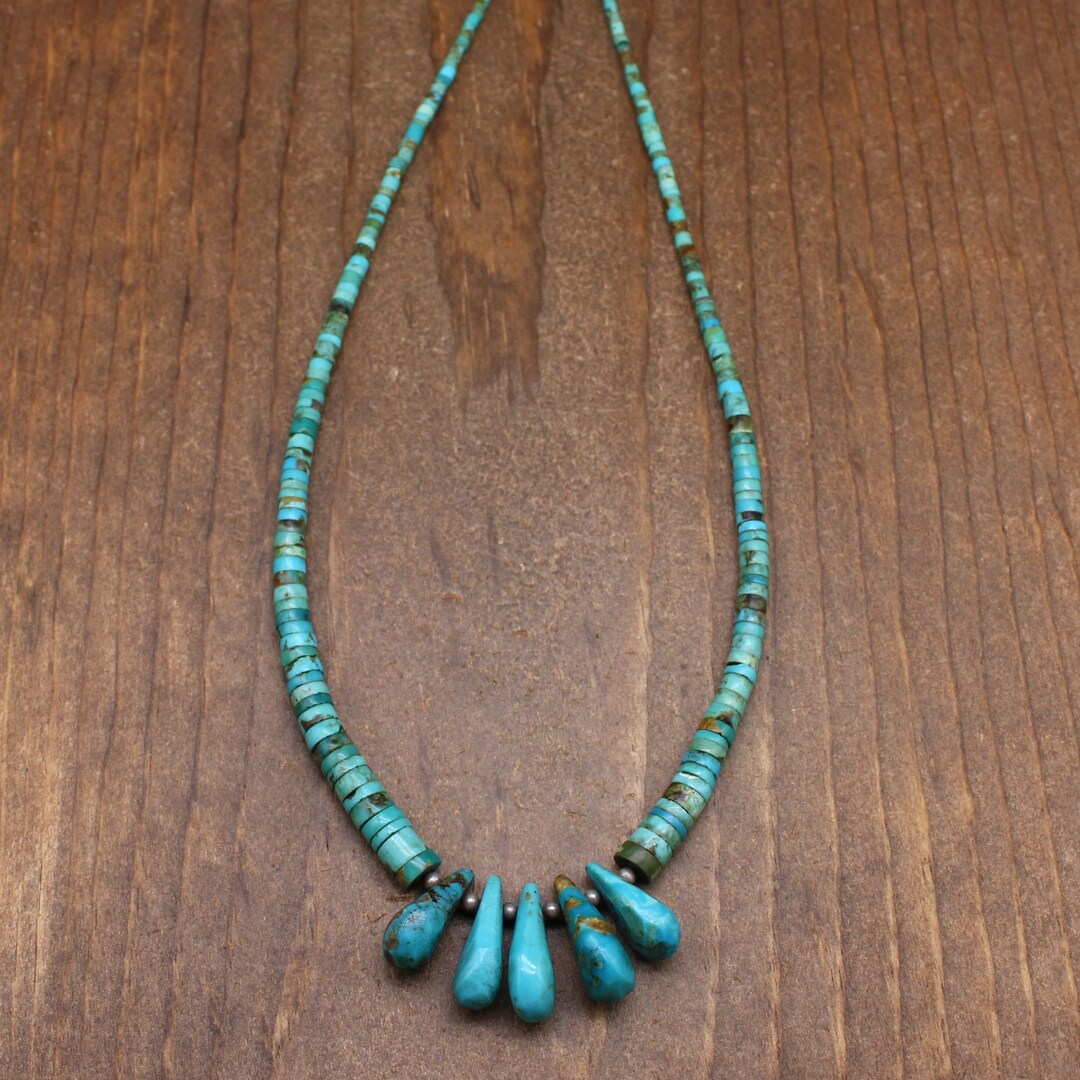 Vintage Turquoise Heishi and Corn Bead Necklace - Etsy