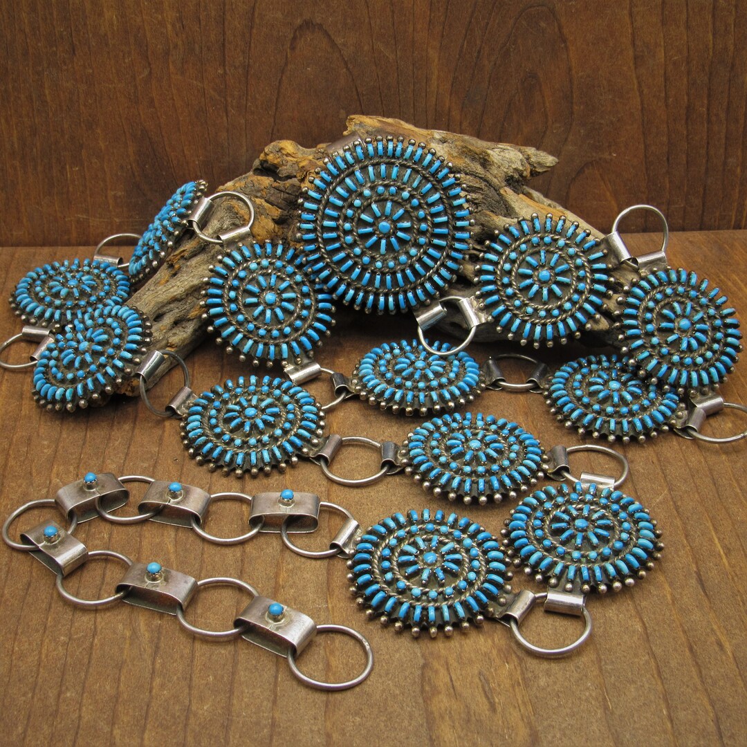 Sterling Silver Link Concho Belt With Over 800 Pieces of Turquoise - Etsy
