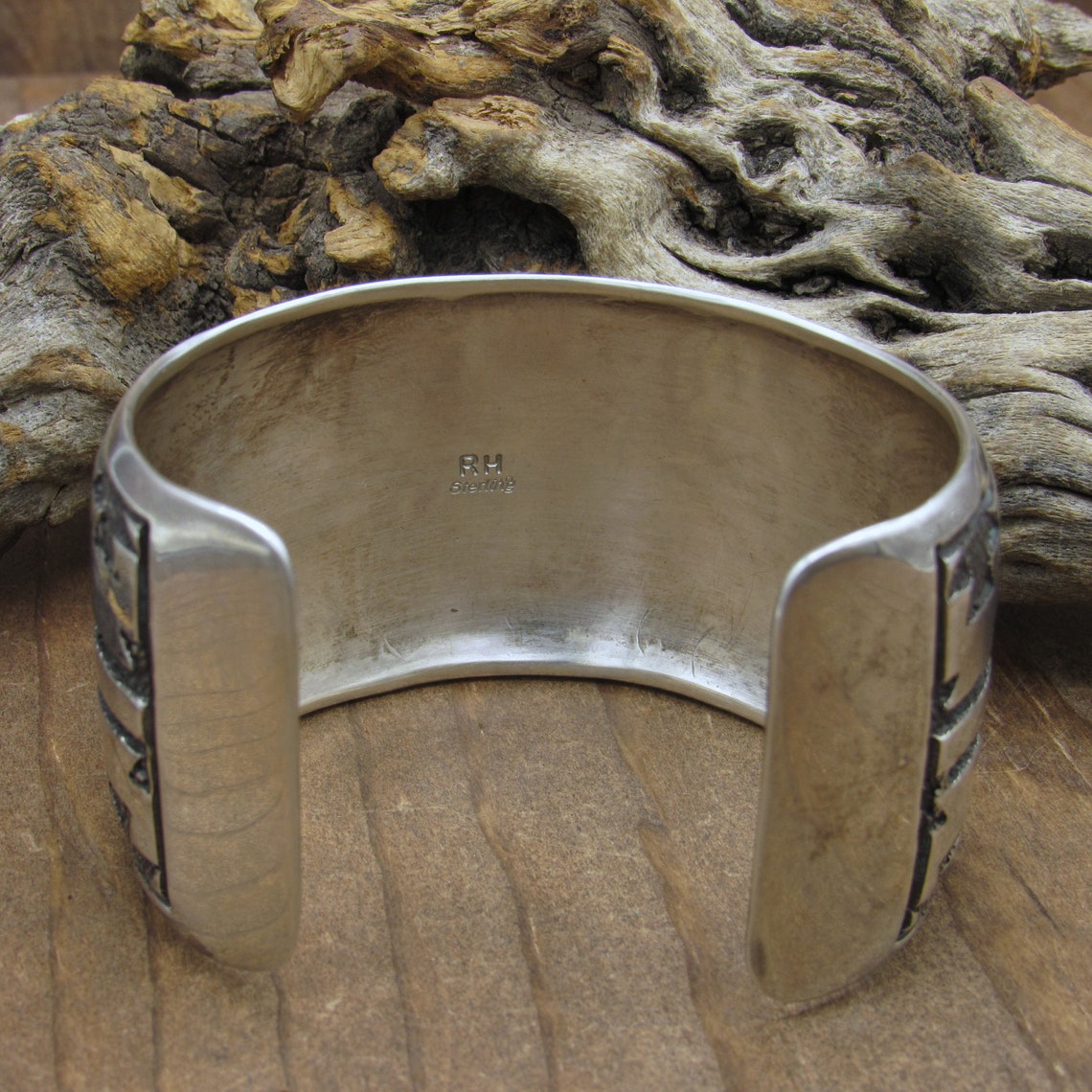 Vintage Wide Sterling Silver Overlay Cuff Bracelet by Ronnie Hurley ...