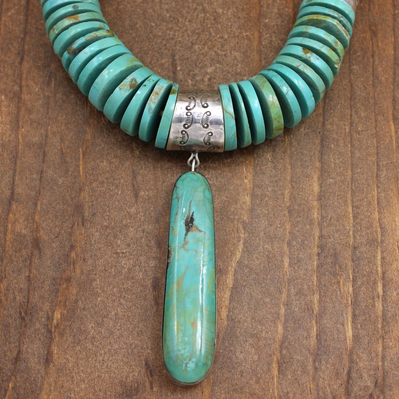 Handmade Turquoise and Sterling Silver Bead Necklace by Alice Platero ...