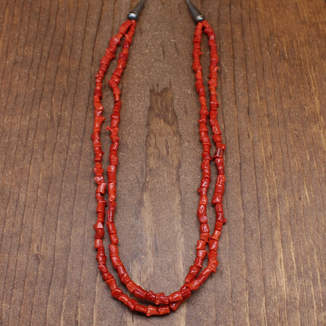 Two-strand Red Branch Coral Chunky Bead Necklace - Etsy