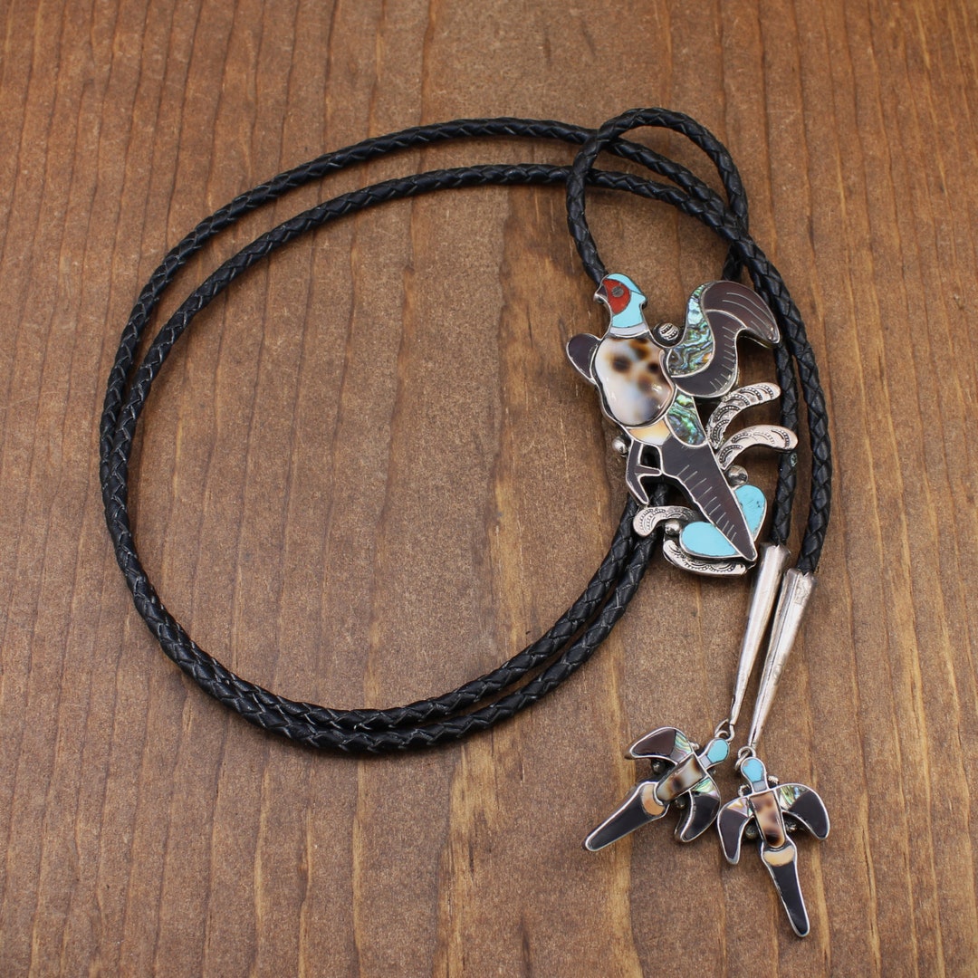 Southwest Sterling Silver Inlay Pheasant Bolo Tie - Etsy