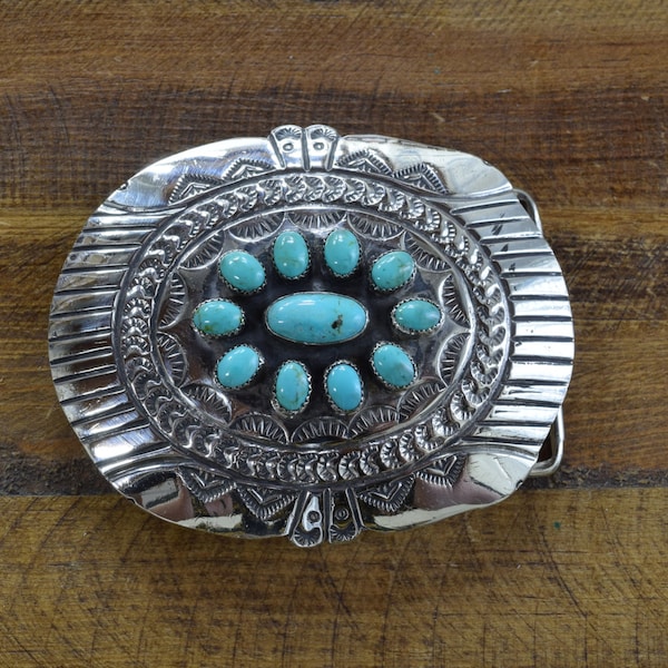 Silver Turquoise Belt Buckle - Etsy