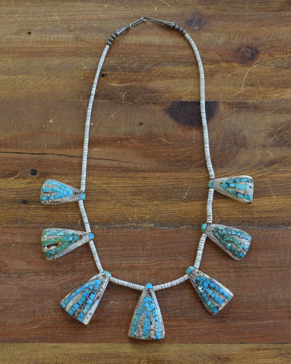 Santo Domingo Shell and Inlay Turquoise Necklace - Gem