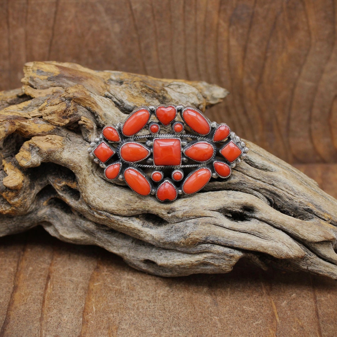 Beautiful Sterling Silver Red Coral Pin by Leo Feeney for Don Lucas ...