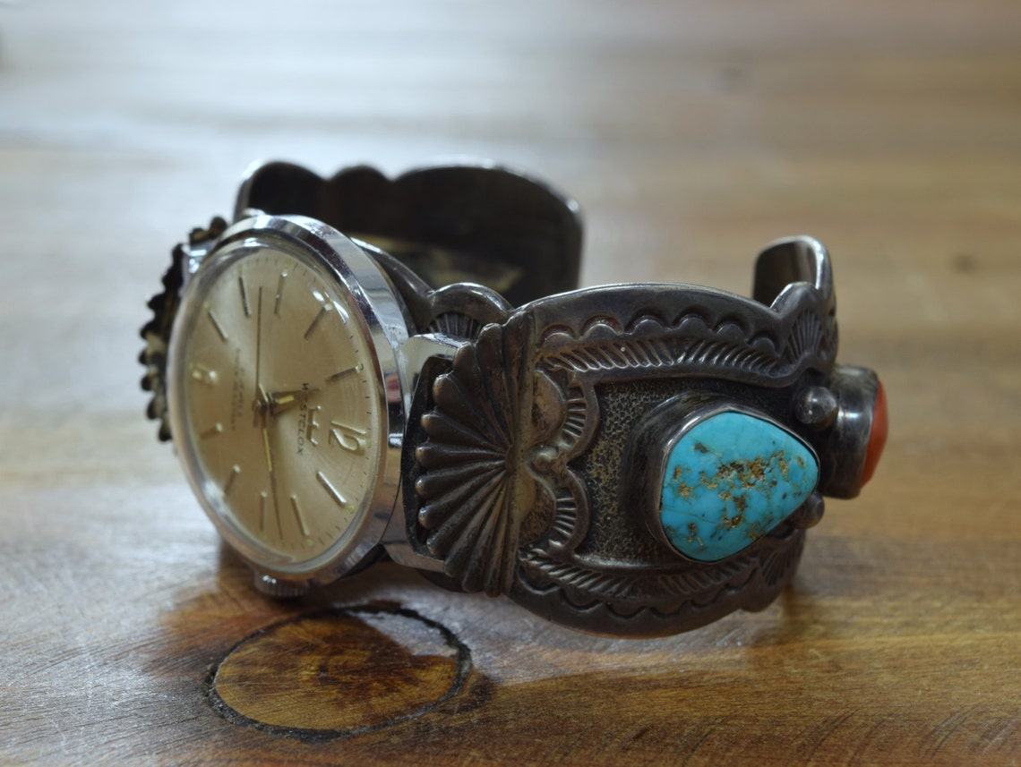 Vintage Navajo Carl Begay Sterling Silver Coral and Turquoise - Etsy