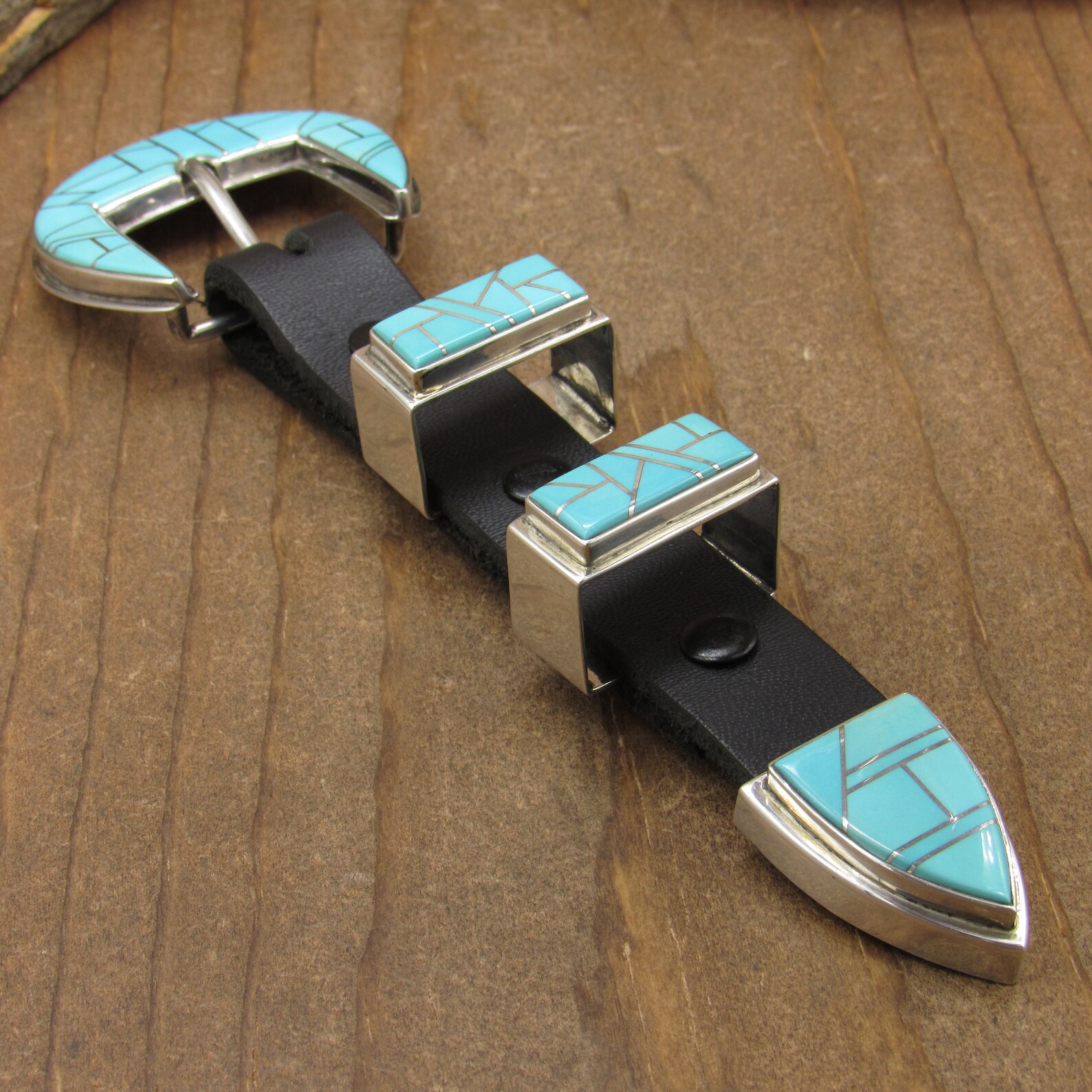 Navajo Vintage Sterling Silver Inlay Turquoise Ranger Set* - Etsy