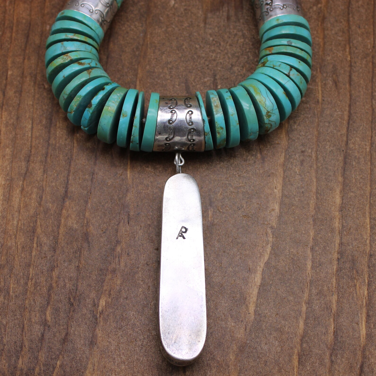 Handmade Turquoise and Sterling Silver Bead Necklace by Alice Platero ...