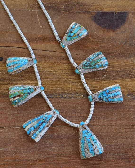 Santo Domingo Shell and Inlay Turquoise Necklace - Gem
