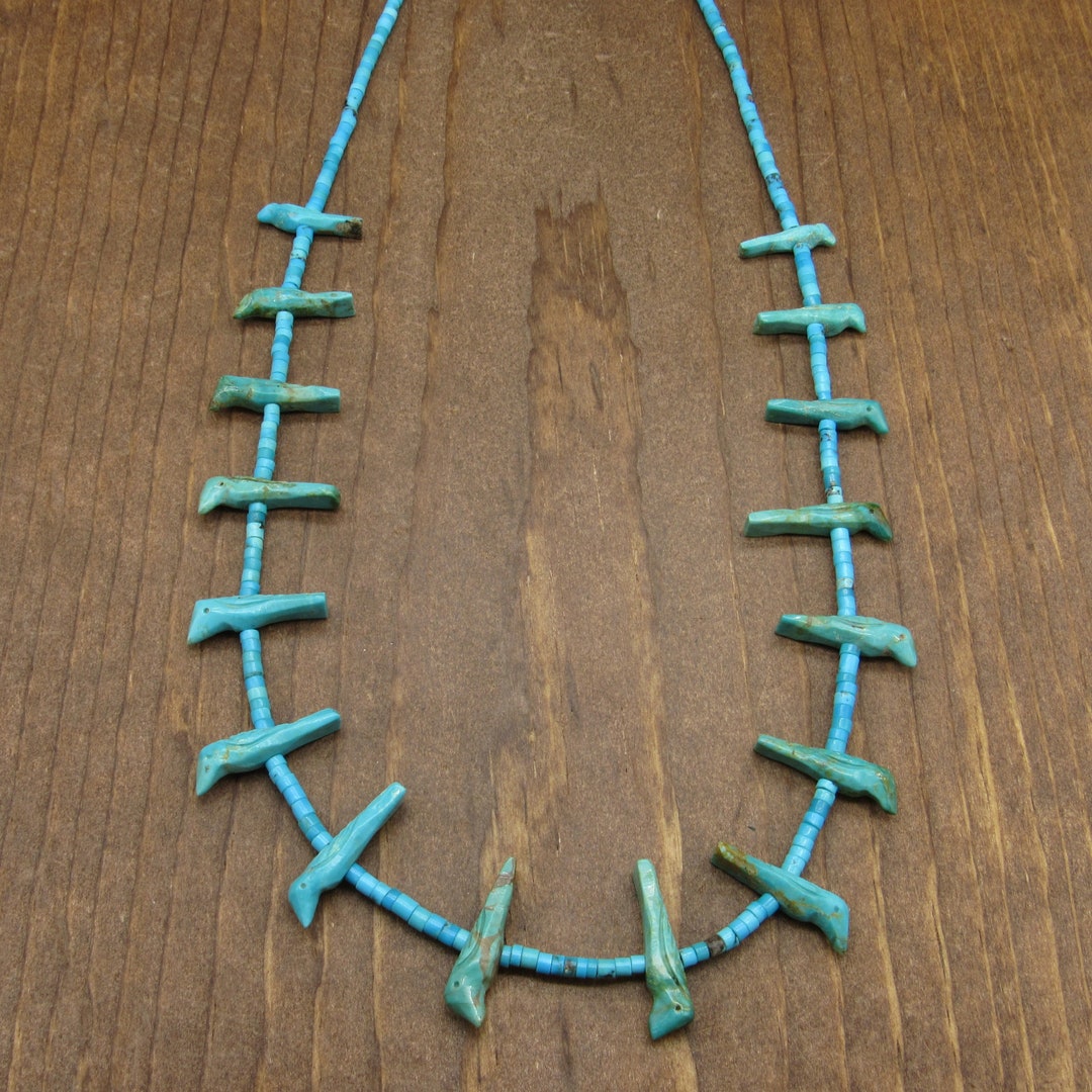 Vintage Southwestern Zuni Turquoise Bird Fetish Necklace - Etsy