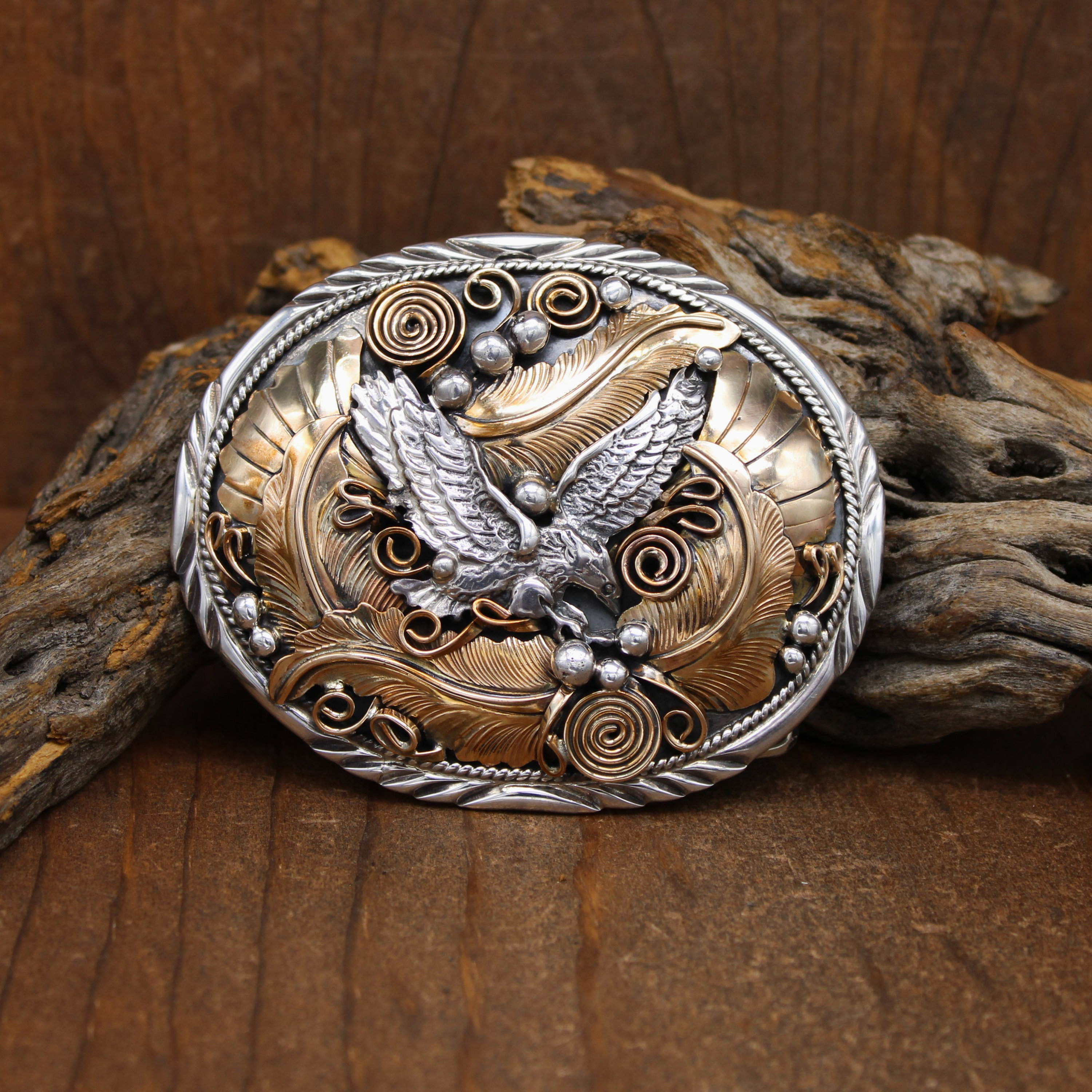 Sterling Silver and Gold Filled Eagle Belt Buckle by Allen Chee Navajo ...