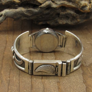 Vintage Southwestern Sterling Silver Turquoise Hinged Watch Bracelet ...
