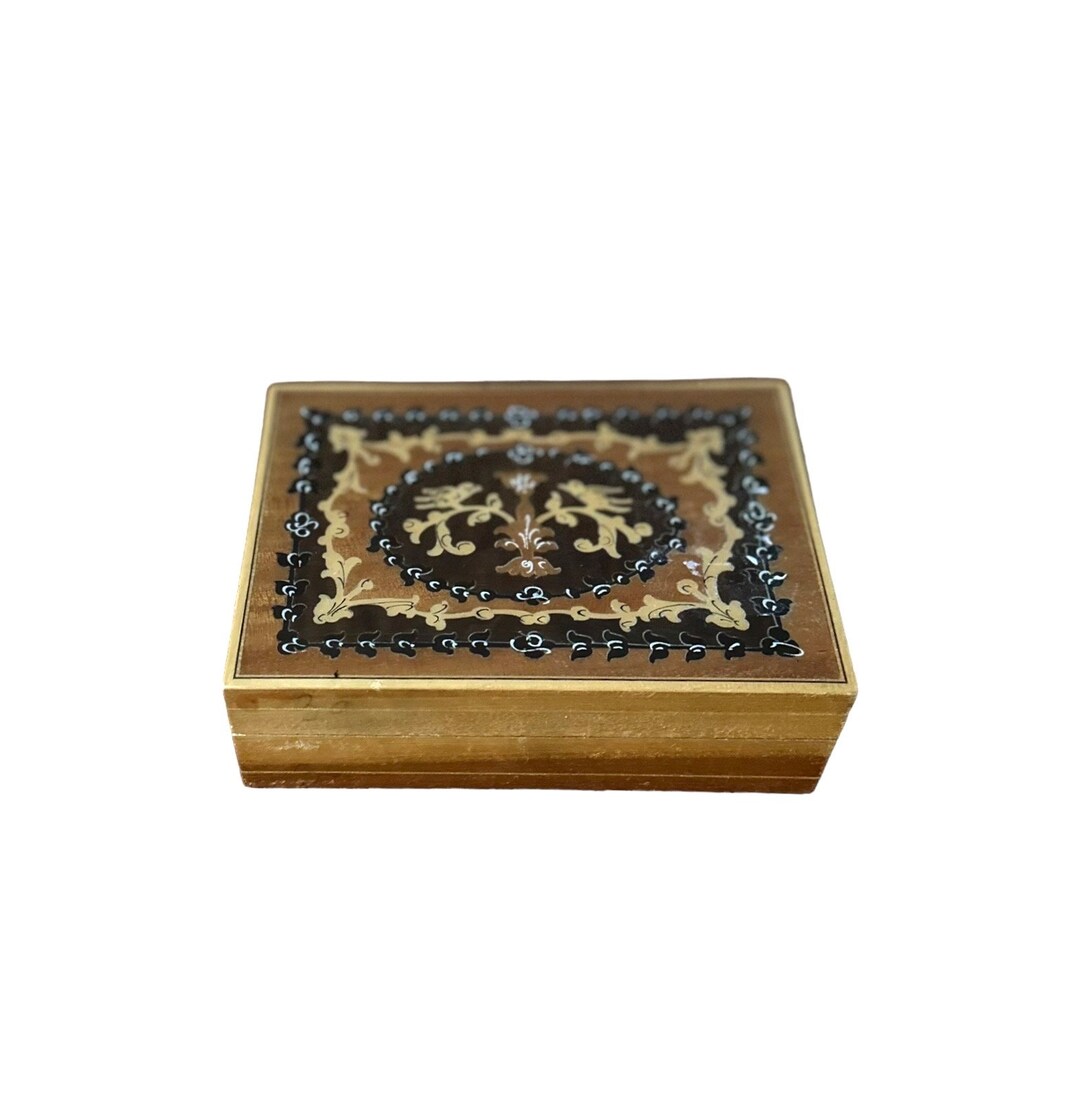 Vintage Box Inlay Storage Box Trinket Box Dresser Organization Inlayed ...