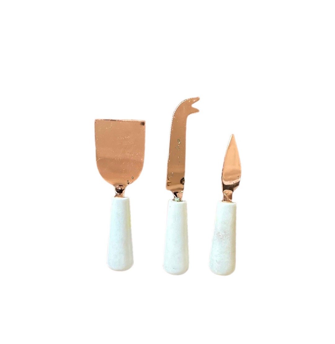 Cheese Knives Vintage Retro Copper and Marble Handled Cheese - Etsy