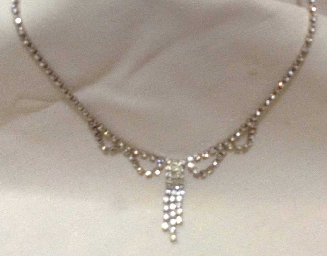 Vintage Art Deco Waterfall Rhinestone Rhodium Droplet - Etsy