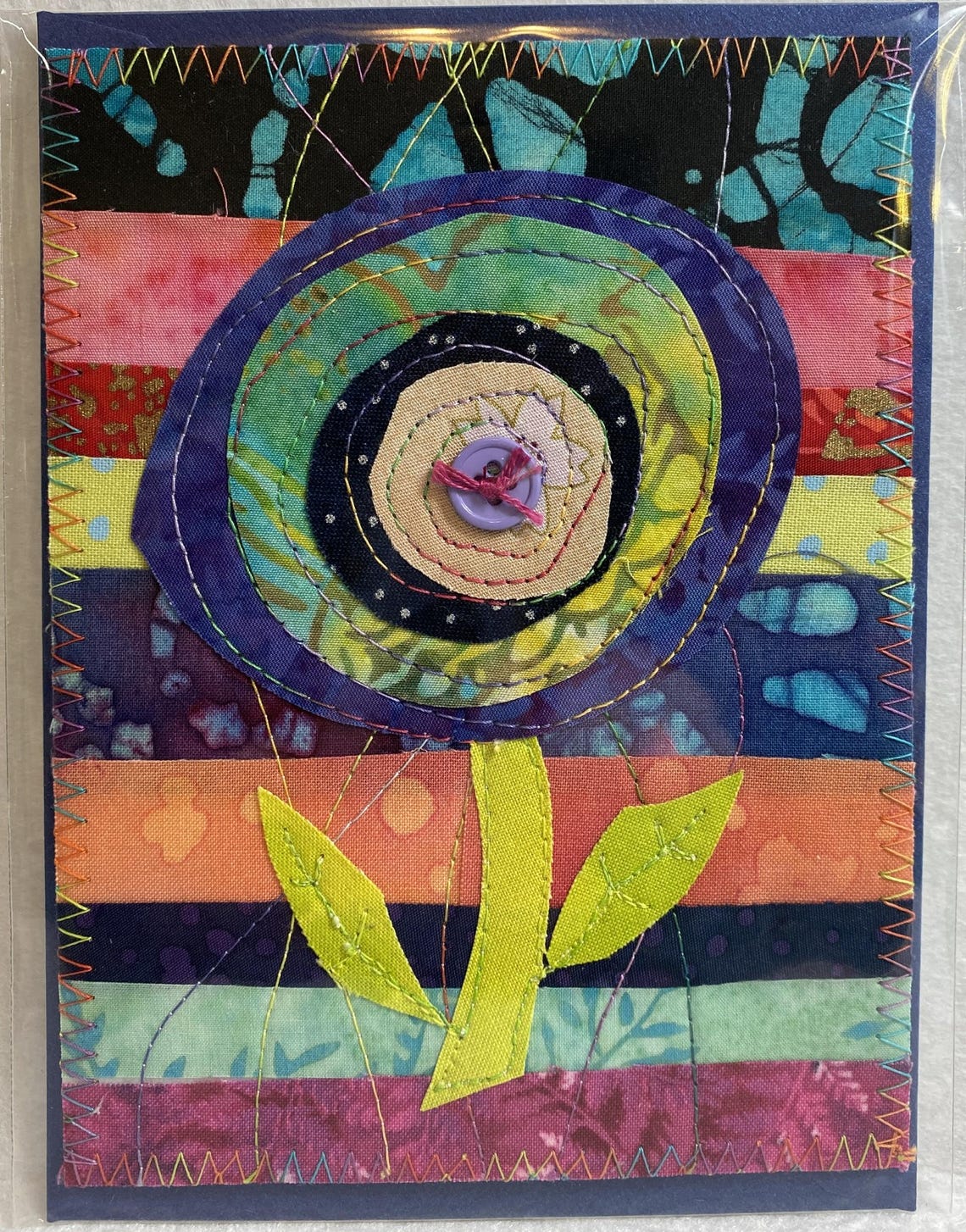 Fabric Card, Quilted Card, Patchwork Card, Special Card, Fabric Mini ...