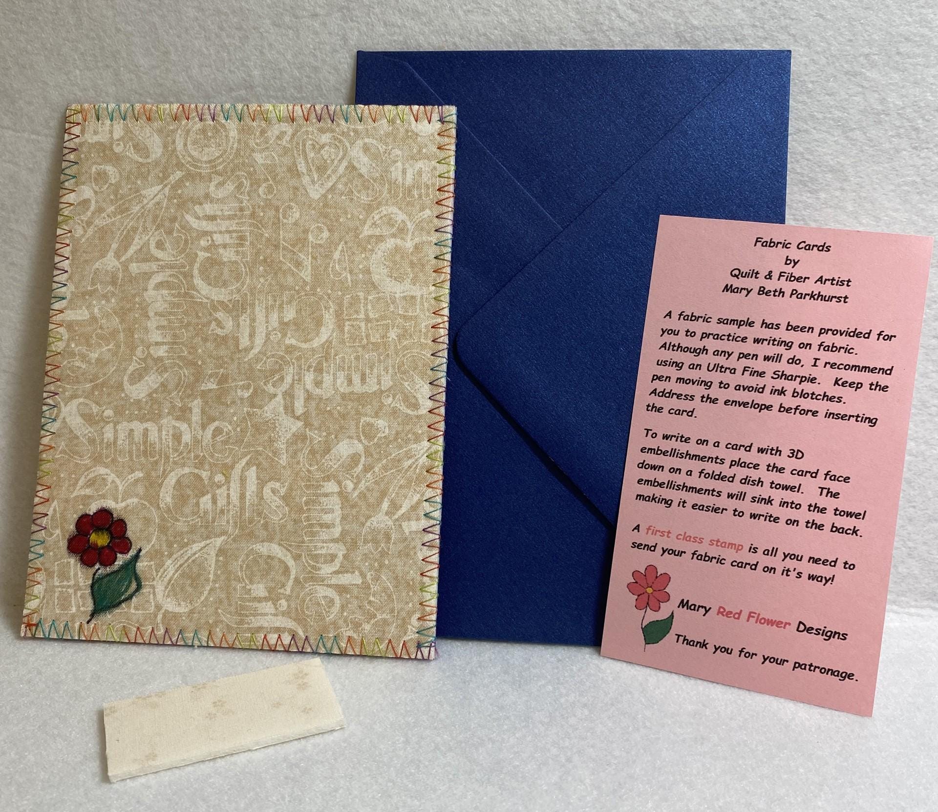 Fabric Card, Quilted Card, Patchwork Card, Special Card, Fabric Mini ...