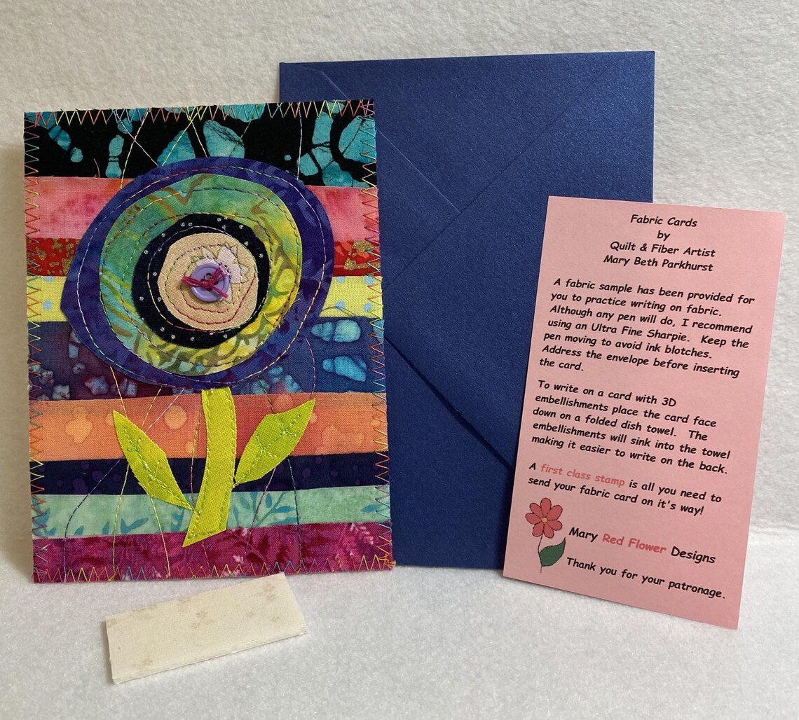Fabric Card, Quilted Card, Patchwork Card, Special Card, Fabric Mini ...