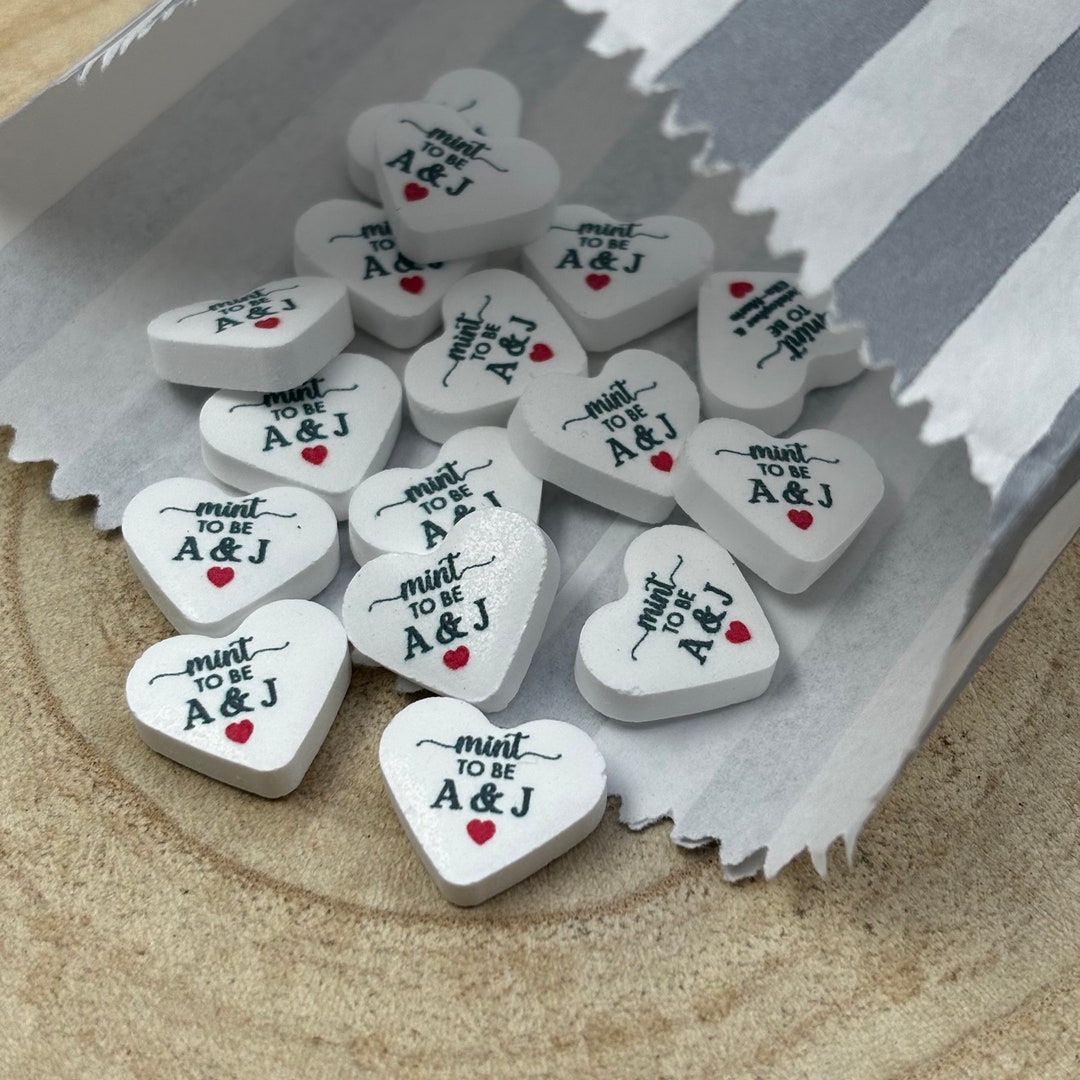 Personalised Printed Heart Mint to Be Wedding Favour Sweets White ...