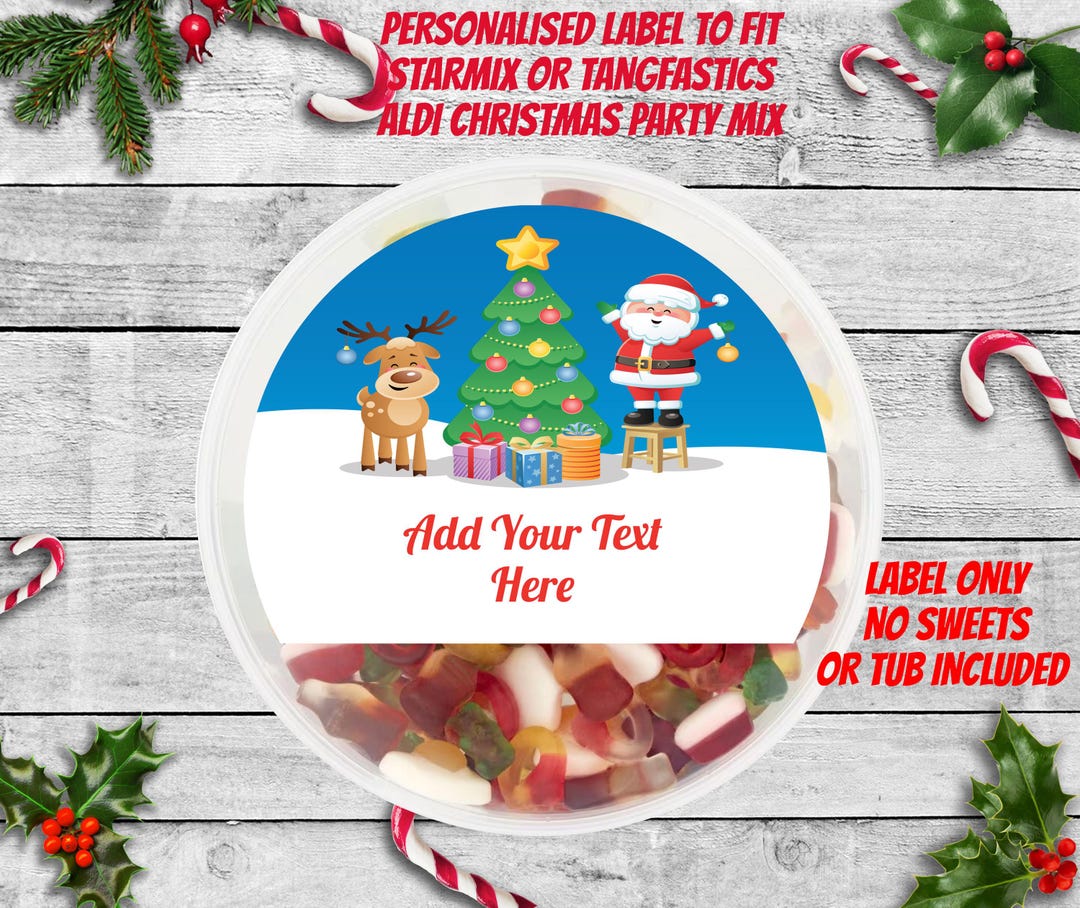 Personalised Christmas Sweet Tub Label Suitable for Haribo Starmix ...