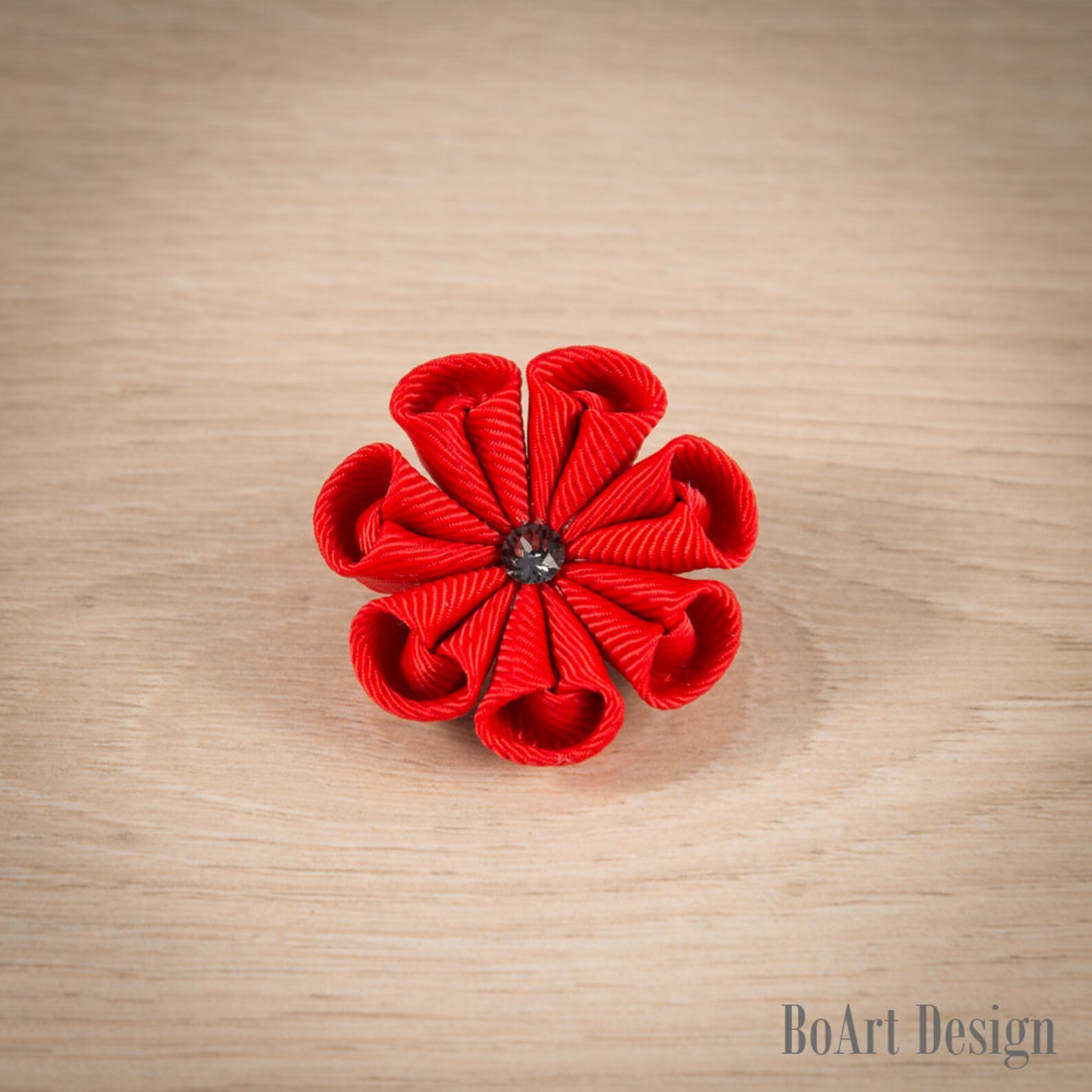 Lapel Pin/red Flower Lapel Pin With Swarovski Silver Night Crystal ...