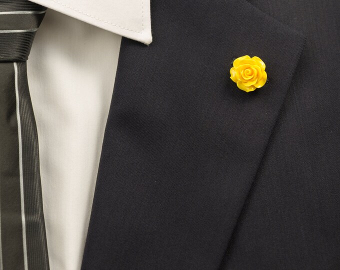 Lapel Pin/mini Lapel Pin/yellow Resin Rose Lapel Pin/lapel Flower/mens ...