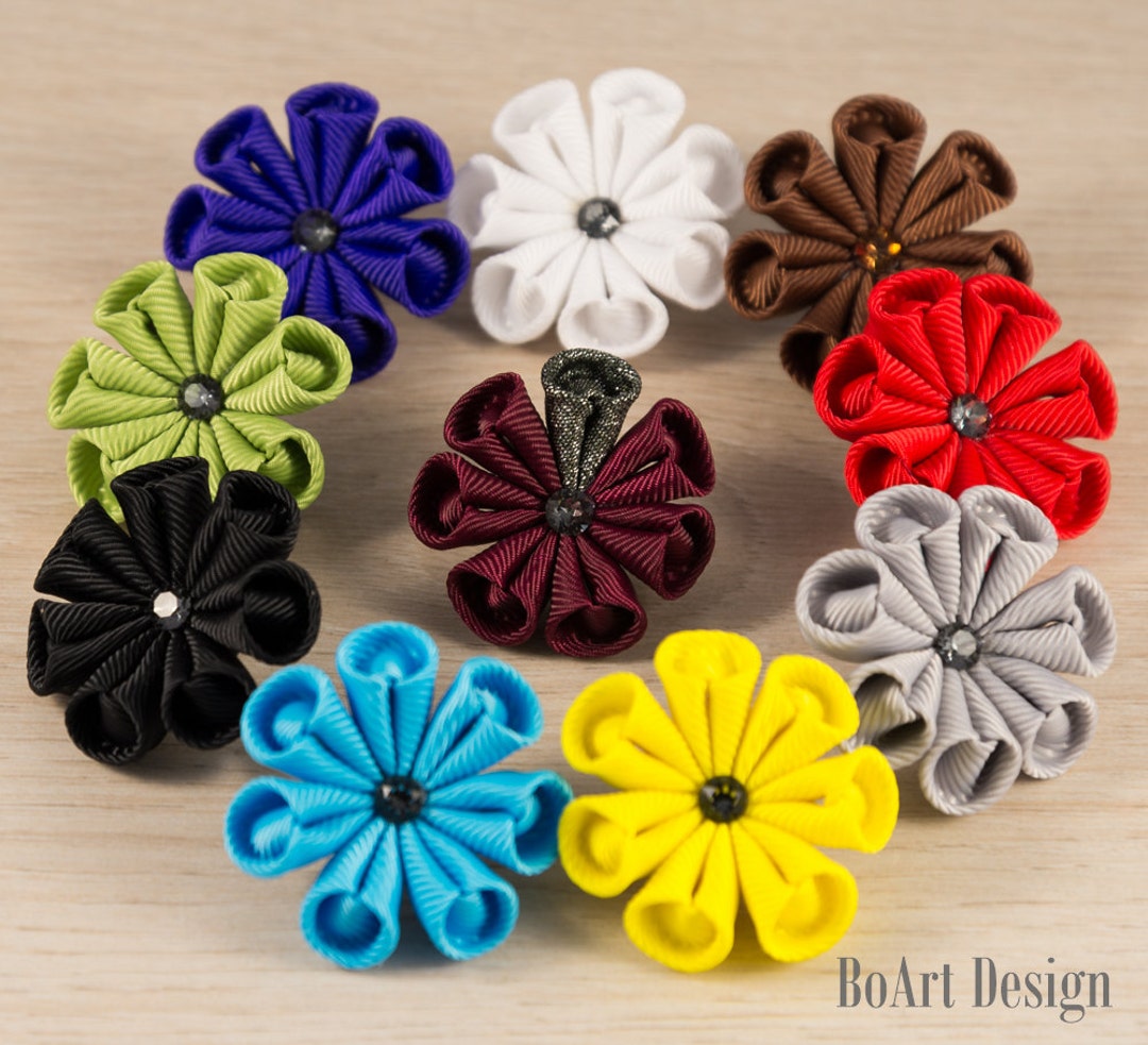 Lapel Pin/blue Flower Lapel Pin With Swarovski Silver Night Crystal ...