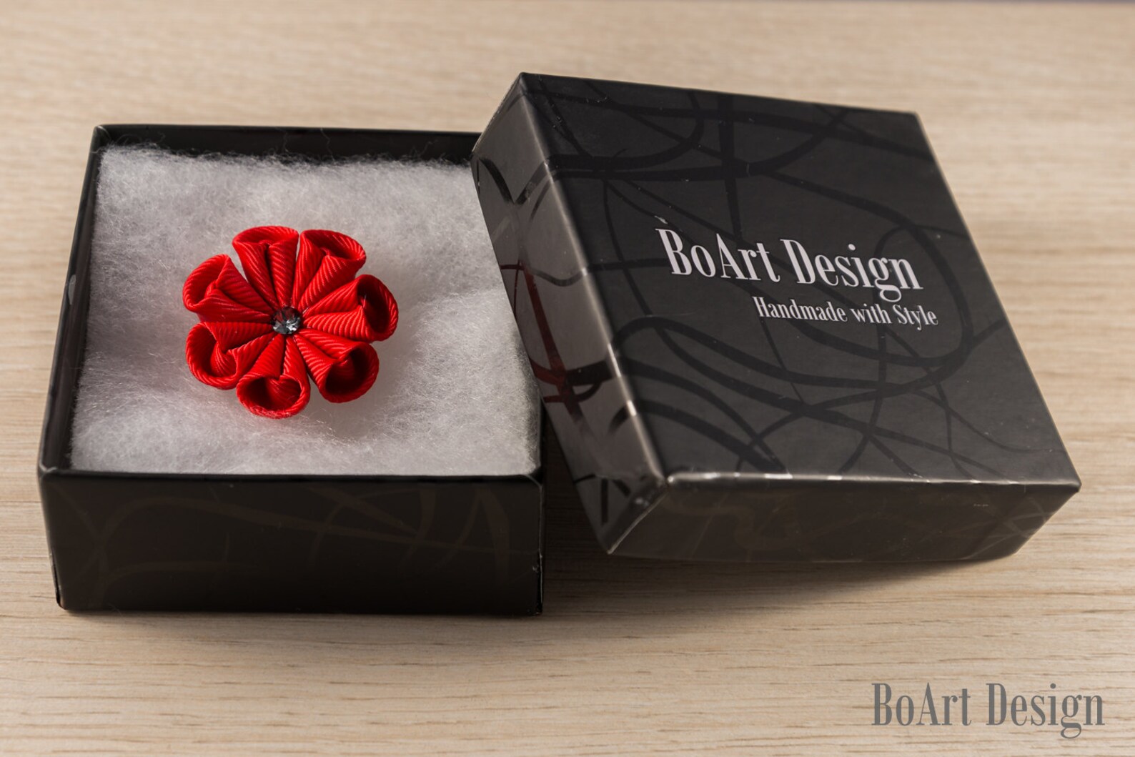 Lapel Pin/red Flower Lapel Pin With Swarovski Silver Night Crystal ...