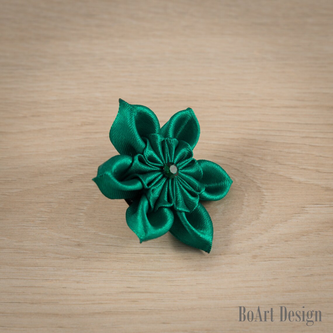 Lapel Pin/emerald Green Kanzashi Flower Lapel Pin/ Swarovski | Etsy