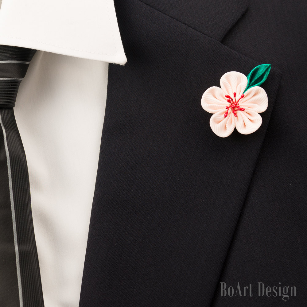 Cherry Blossom Lapel Pin/spring Flower/pink Lapel Pin/kanzashi Flower ...