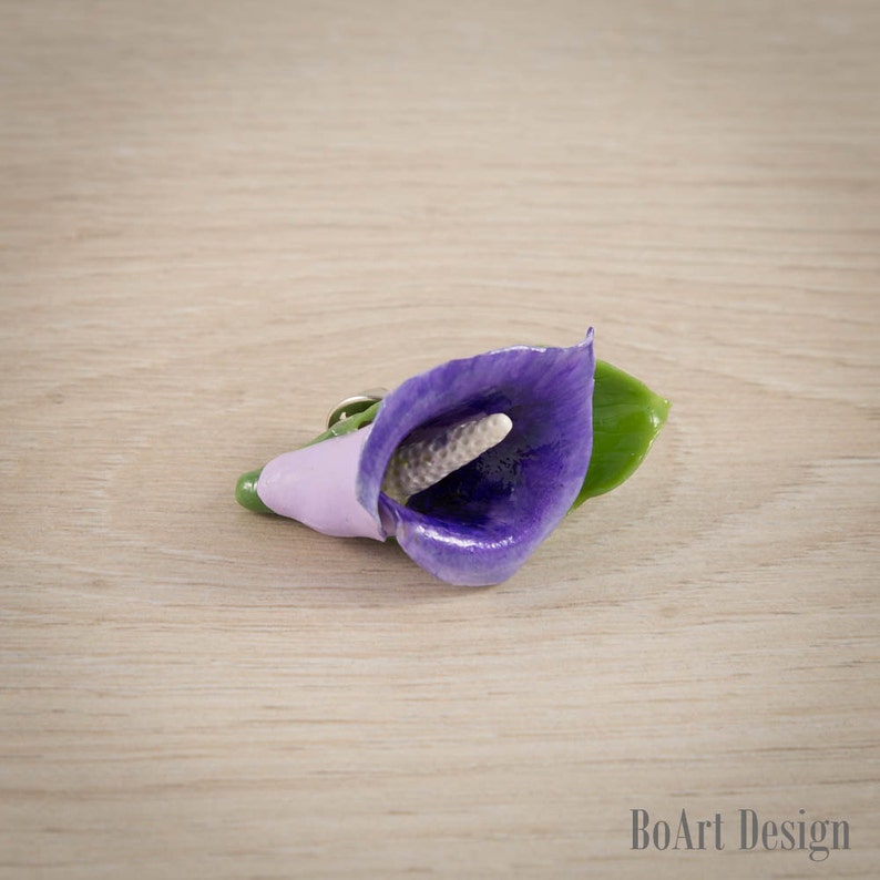 Purple Calla Flower Polymer Clay Lapel Pin/Brooch/Flower Lapel | Etsy