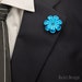 Lapel Pin/blue Flower Lapel Pin With Swarovski Silver Night Crystal ...