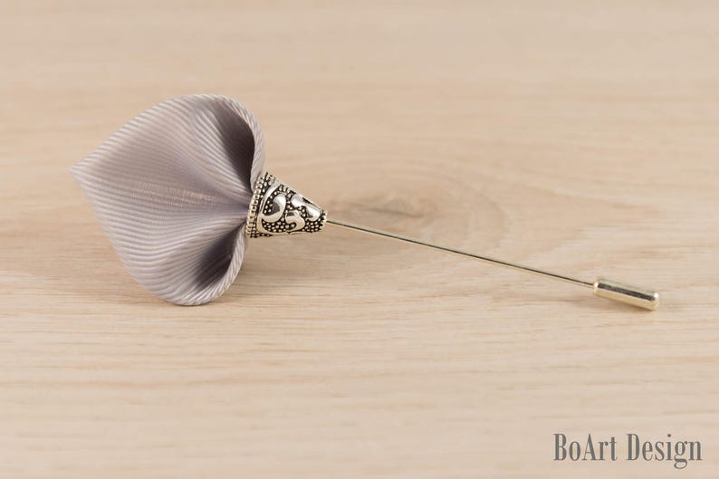 Spade Inspired Gray Kanzashi Flower Lapel Stick Pin/lapel - Etsy