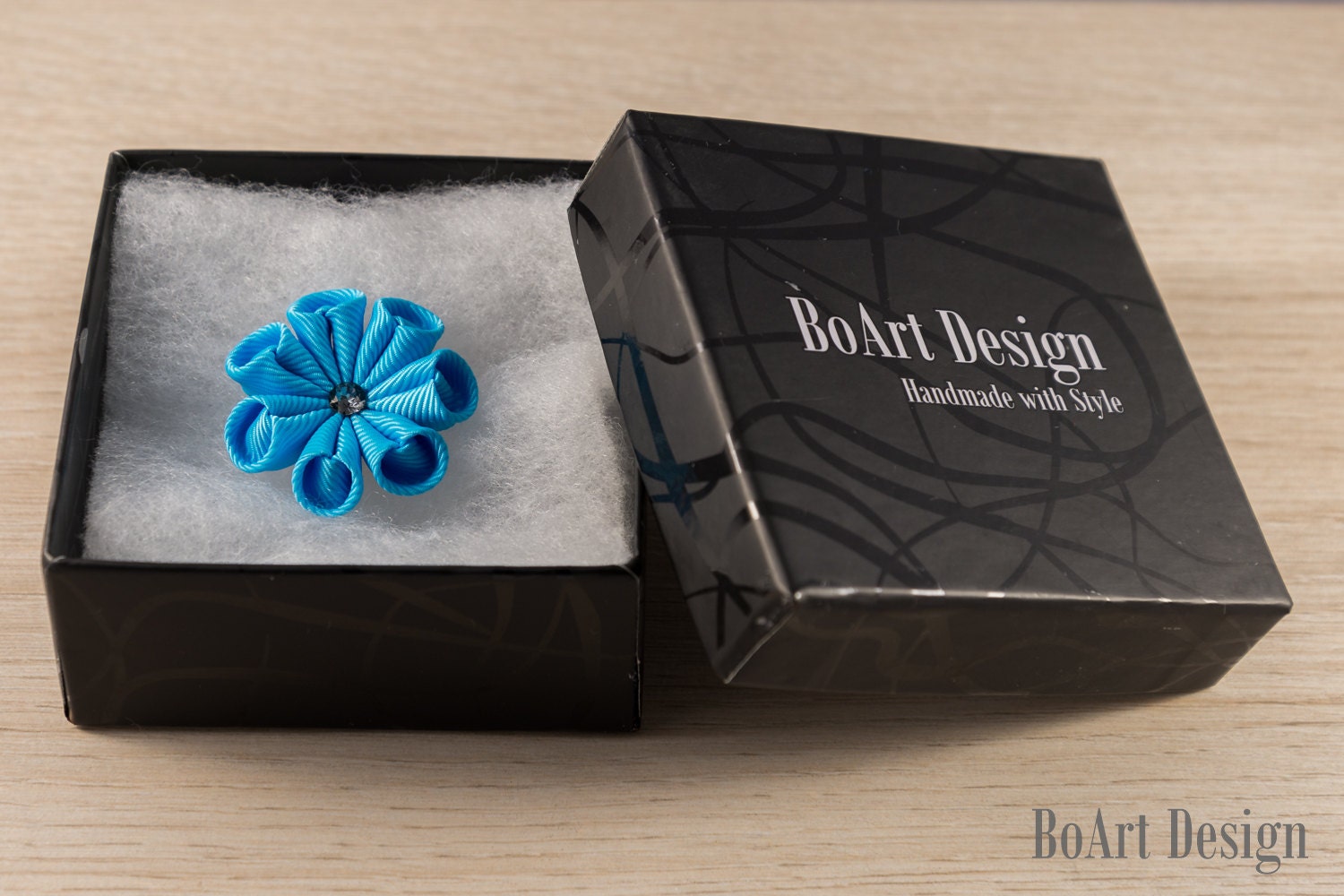 Lapel Pin/blue Flower Lapel Pin With Swarovski Silver Night Crystal ...