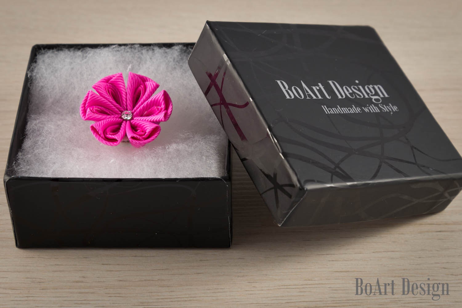 Deep Pink Kanzashi Flower Lapel Pin with Swarovski Clear | Etsy