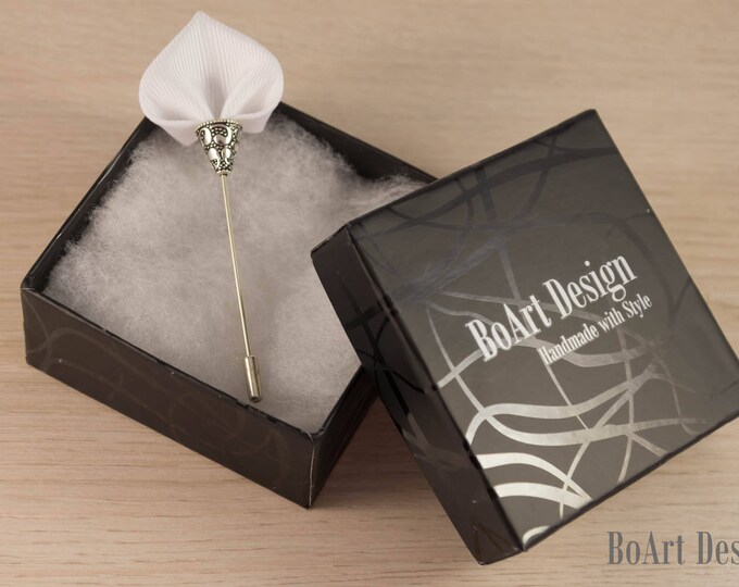 Spade Inspired White Kanzashi Flower Lapel Stick Pin/lapel Pin/lapel ...