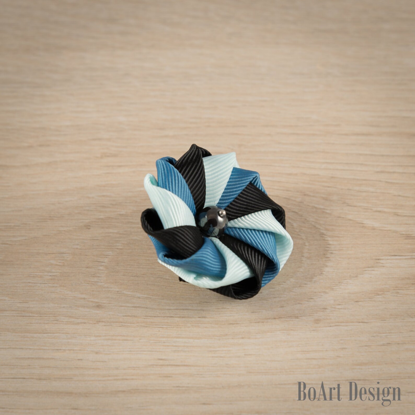 Lapel Pin/steel Blue/light Blue/black Kanzashi Flower Lapel Pin ...