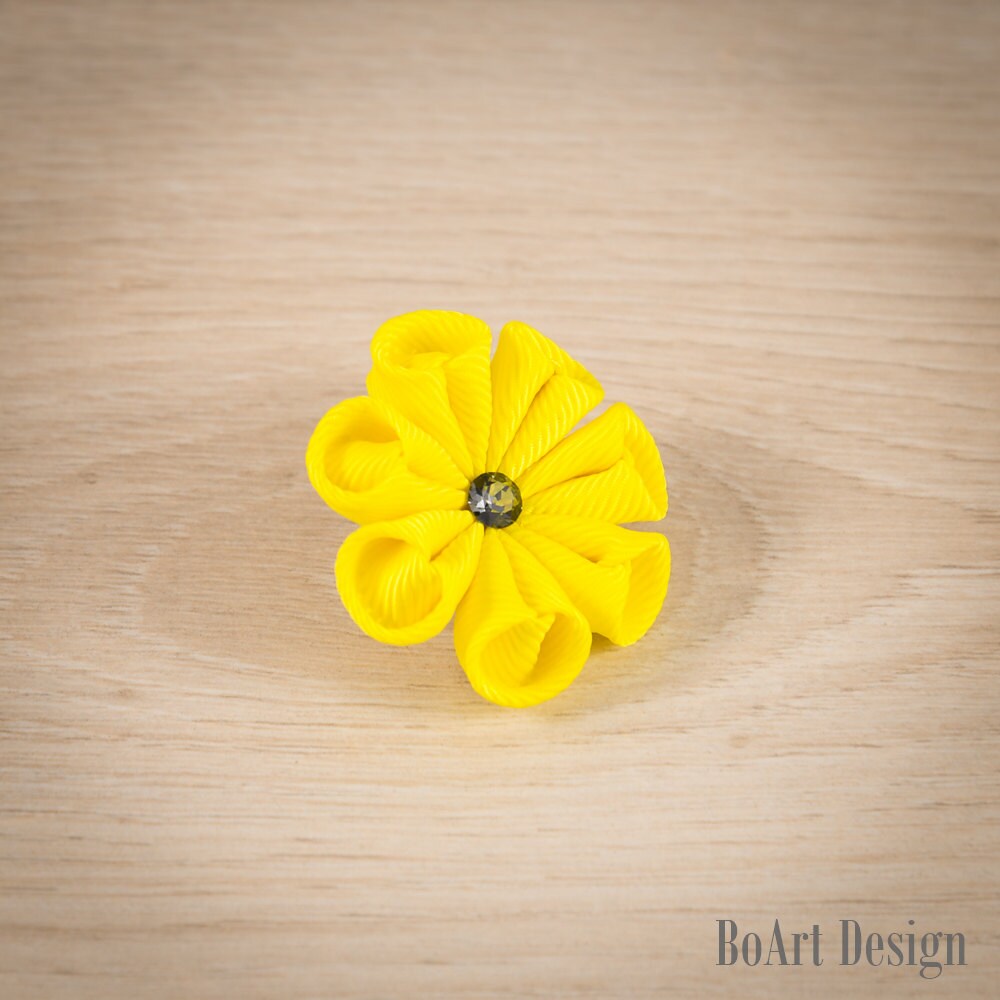 Lapel Pin/yellow Flower Lapel Pin With Swarovski Silver Night - Etsy