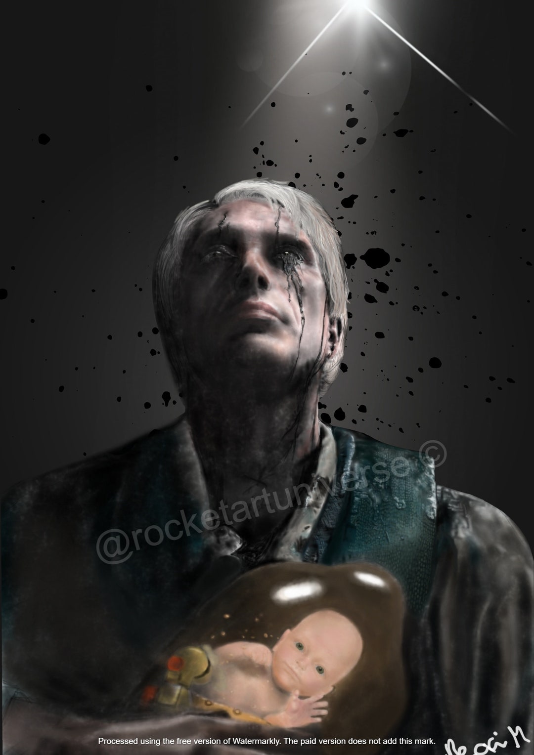 Death Stranding Cliff and BB Neon Portrait Printable Art Digital Print ...