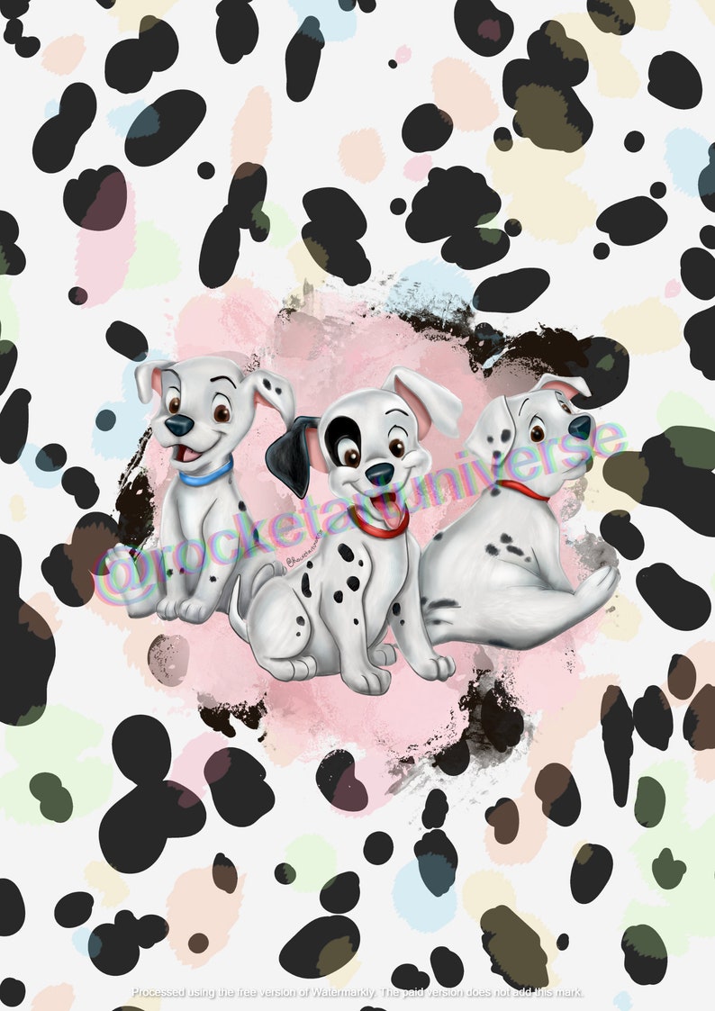 101 Dalmatians Spotty Digital Drawing Printable Art Digital Print Wall ...