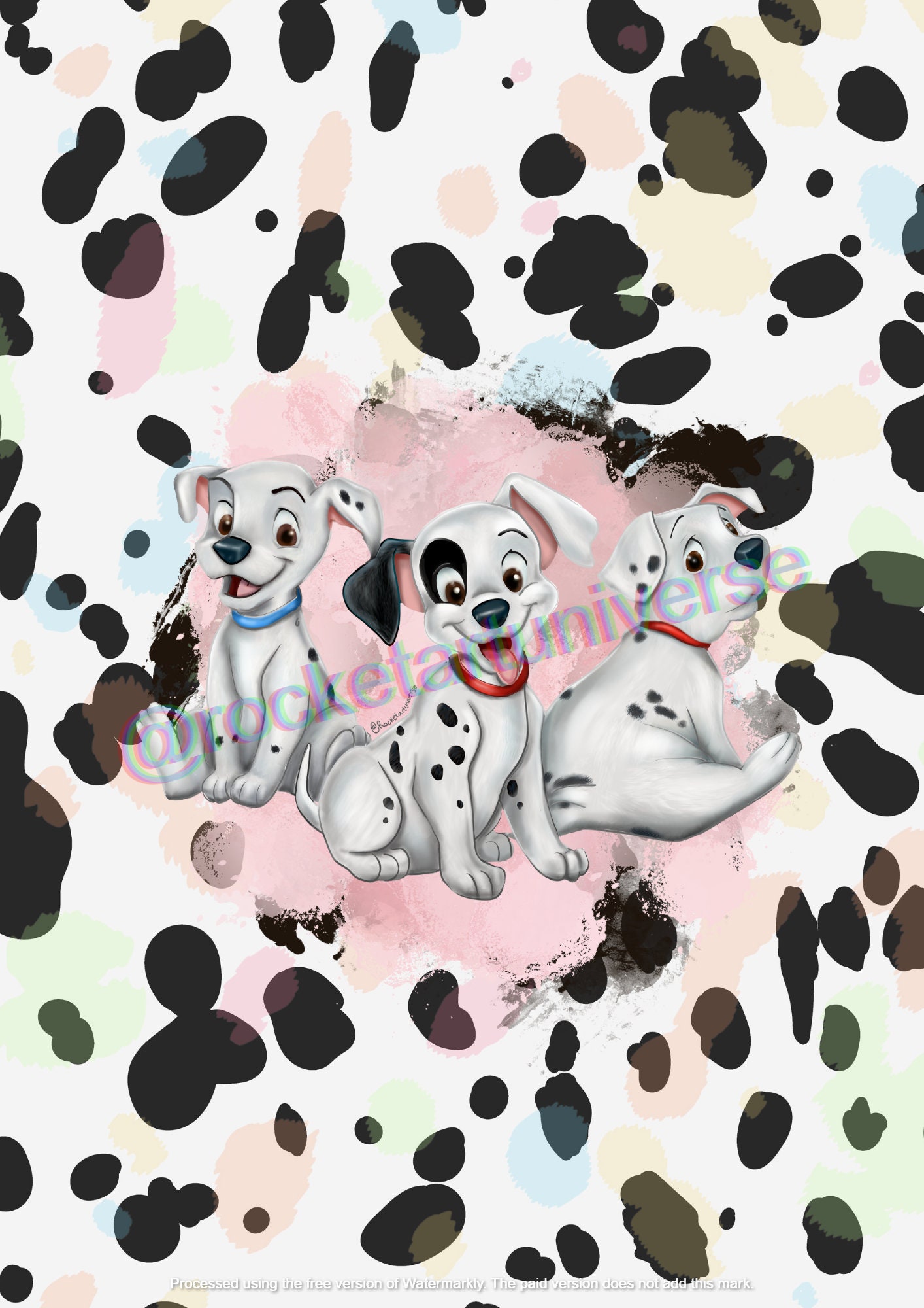 101 Dalmatians Spotty Digital Drawing Printable Art Digital Print Wall ...