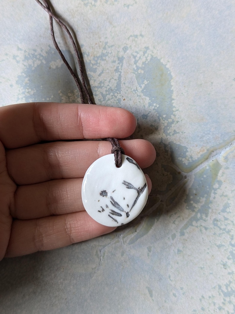 Porcelain Pendant, Clay Necklace, Ceramic Jewelry, Boho Jewellery, Leaf ...