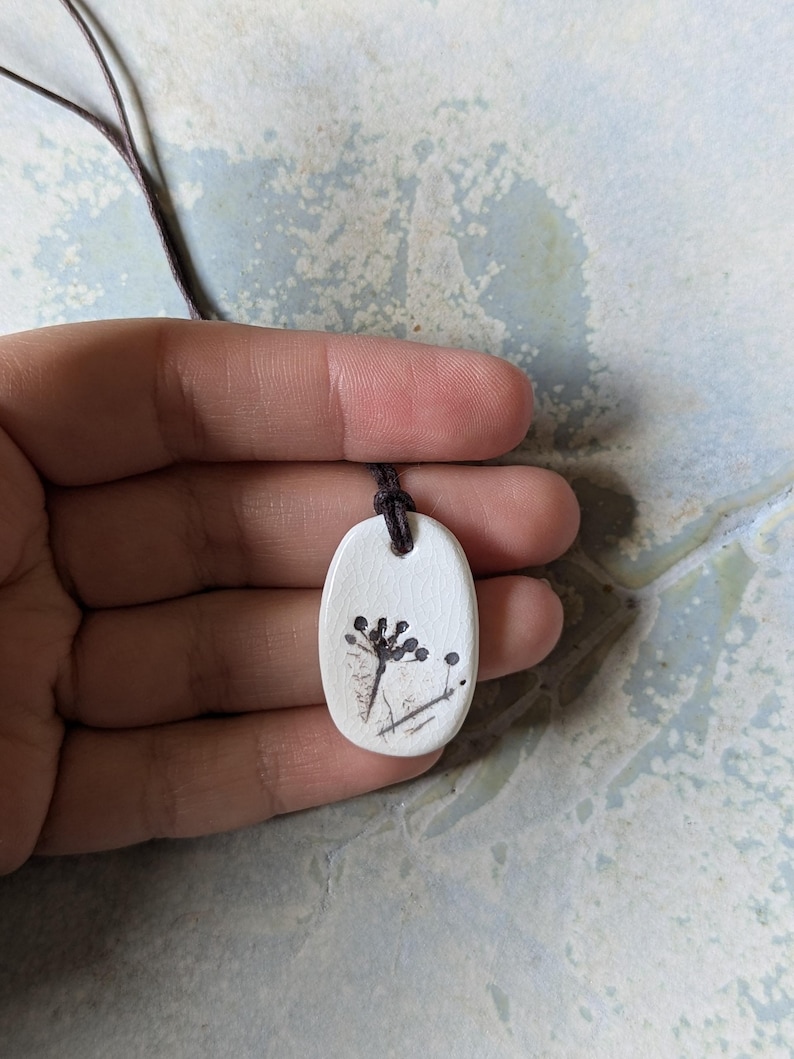 Porcelain Pendant, Clay Necklace, Ceramic Jewelry, Boho Jewellery, Leaf ...