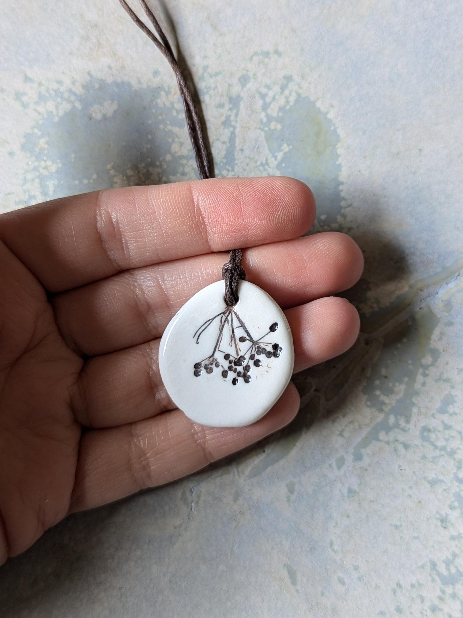 Porcelain Pendant, Clay Necklace, Ceramic Jewelry, Boho Jewellery, Leaf ...
