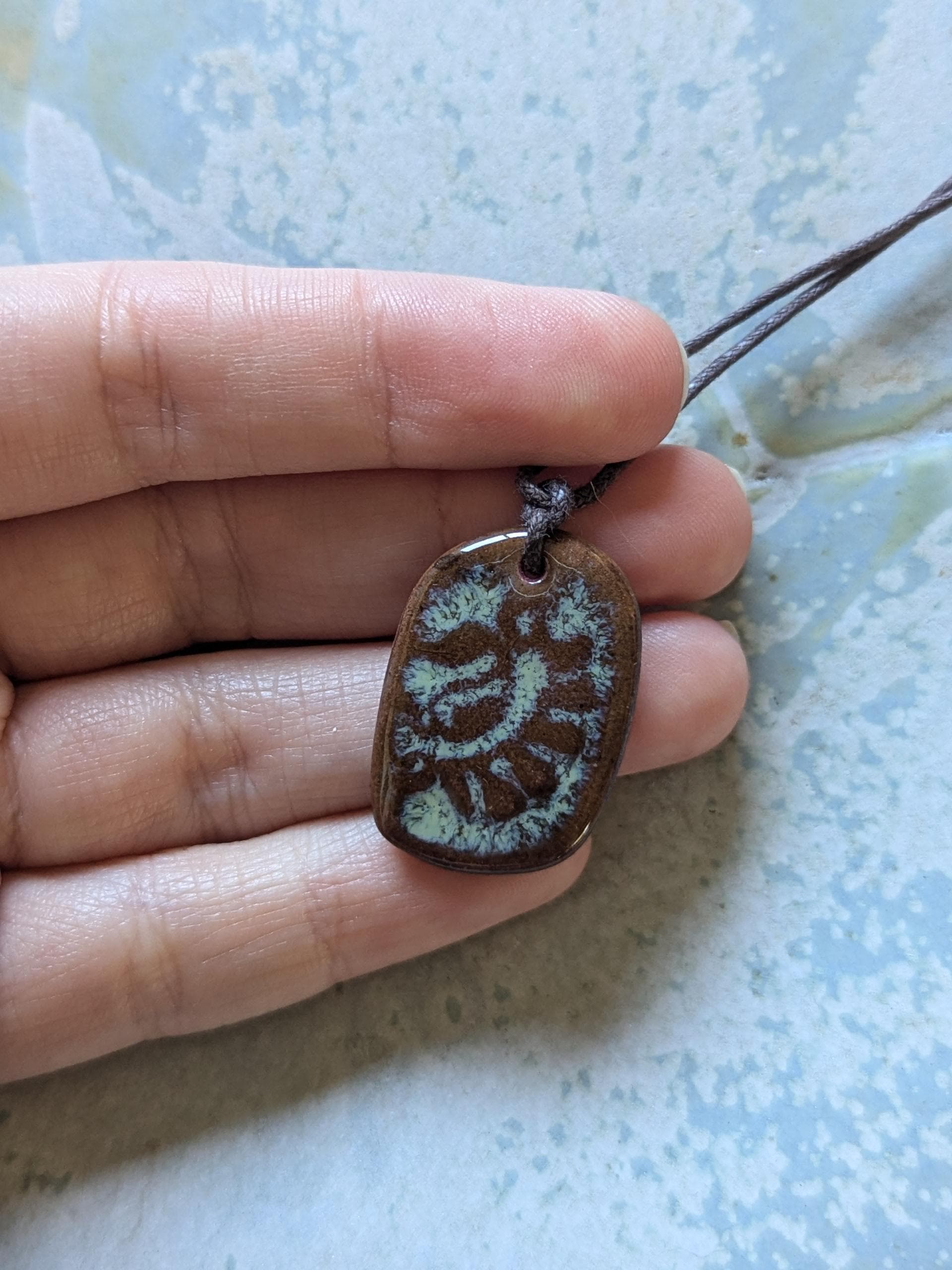 Clay Necklace, Essential Oil Diffuser Pendant, Woodblock Print ...