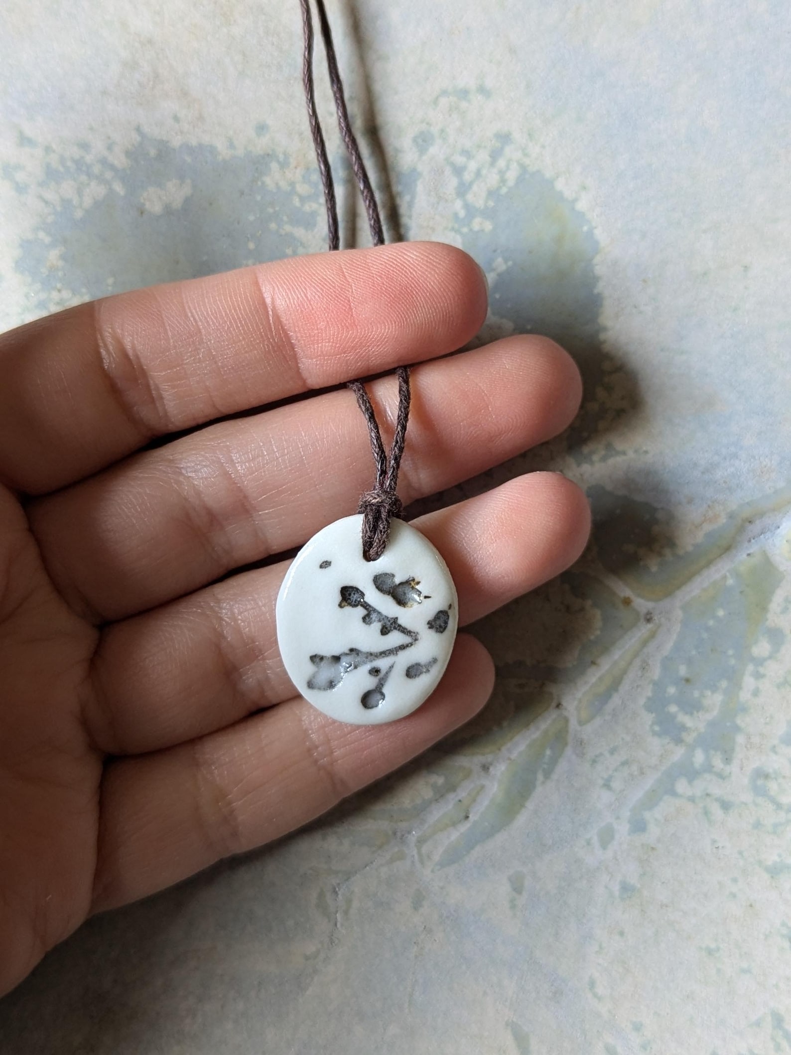 Porcelain Pendant, Clay Necklace, Ceramic Jewelry, Boho Jewellery, Leaf ...