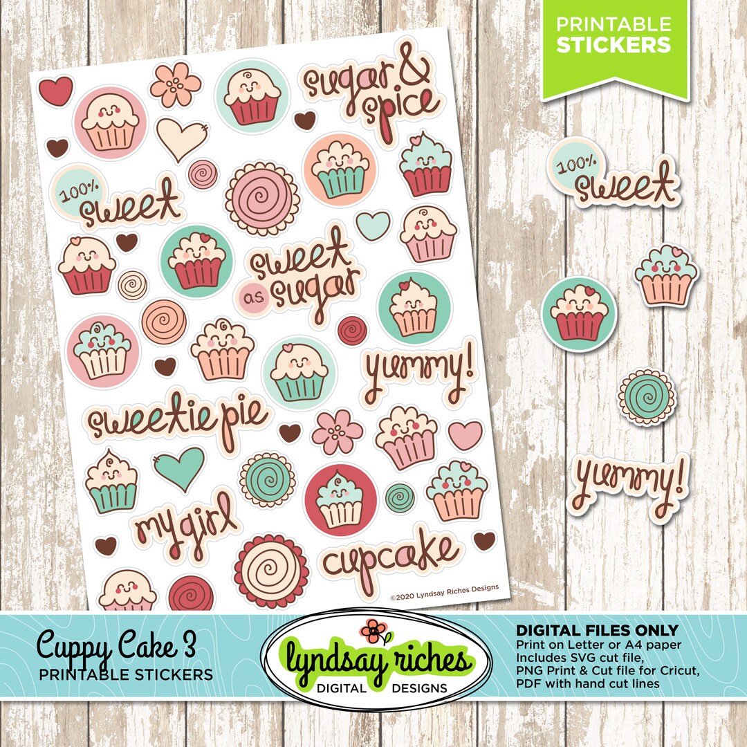 Printable Stickers | Cuppy Cake 3 | Printable | Paper Craft - Etsy