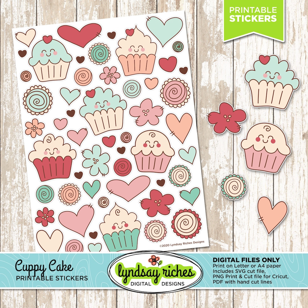Printable Stickers | Cuppy Cake 1 | Printable | Paper Craft - Etsy
