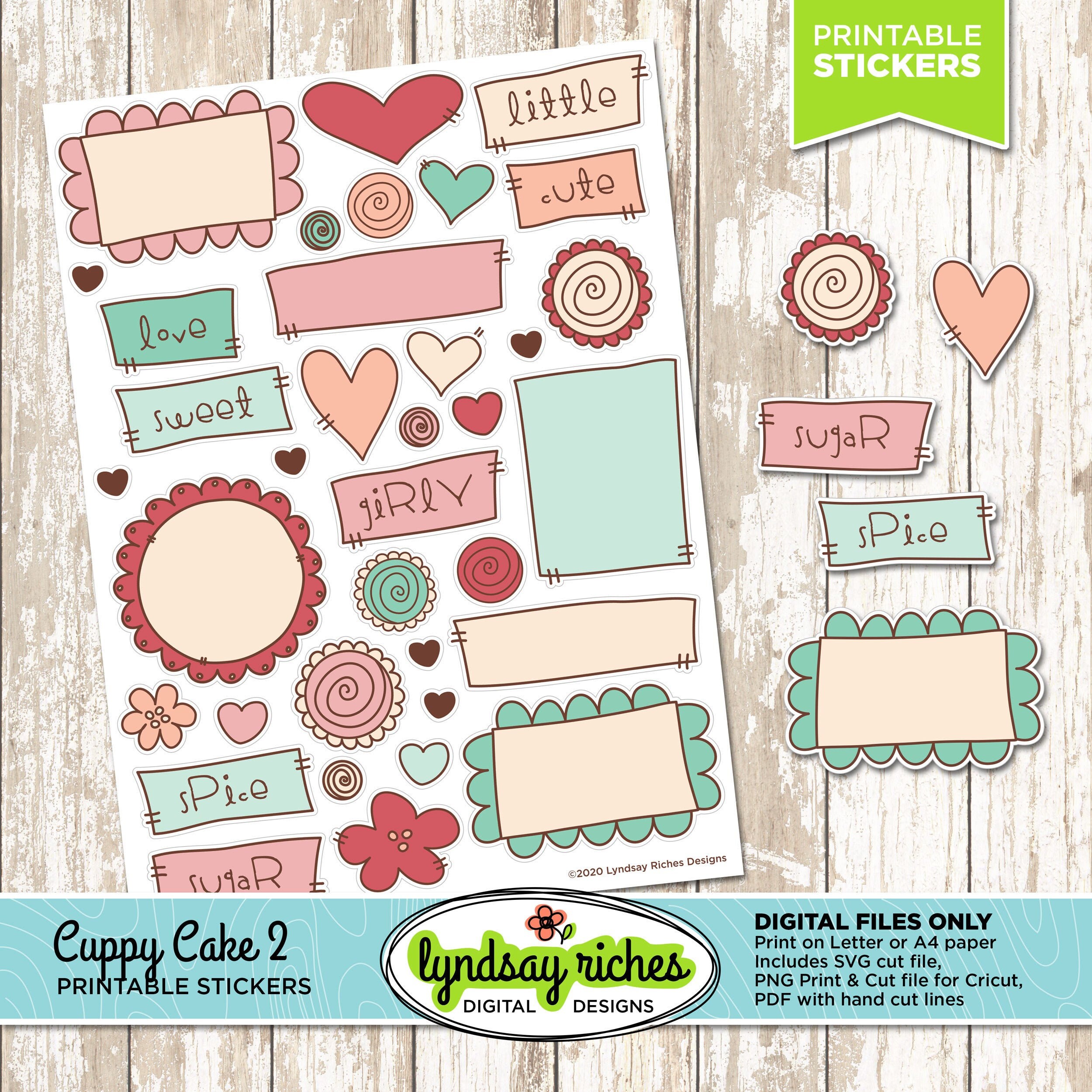 Pegatinas imprimibles / Cuppy Cake 2 / Imprimible / Artesanía de papel ...