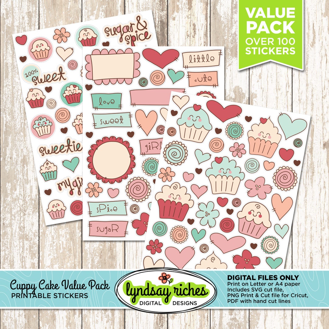 Printable Stickers | Cuppy Cake Value Pack | Printable | Paper Craft - Etsy
